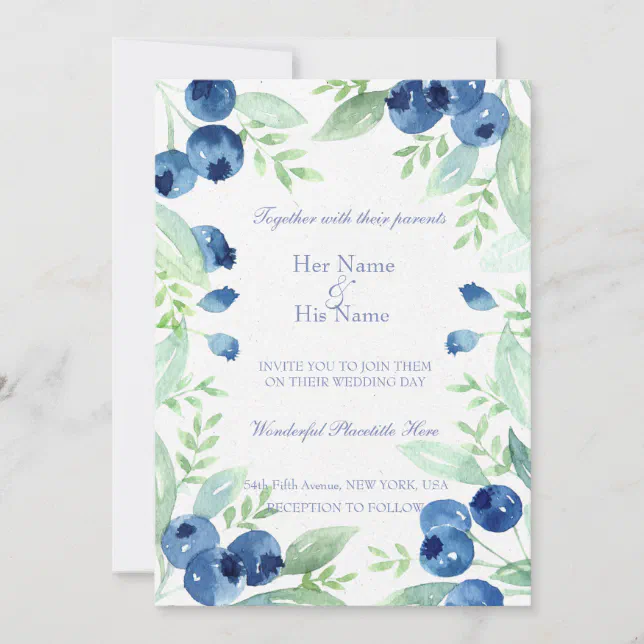 Blueberry Midsummer Rustic Berry Wedding Invitation | Zazzle