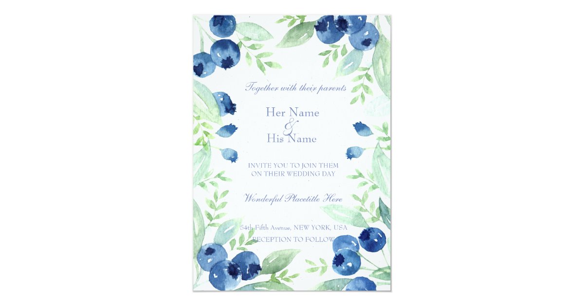 Blueberry Midsummer Rustic Berry Wedding Invitation | Zazzle.com