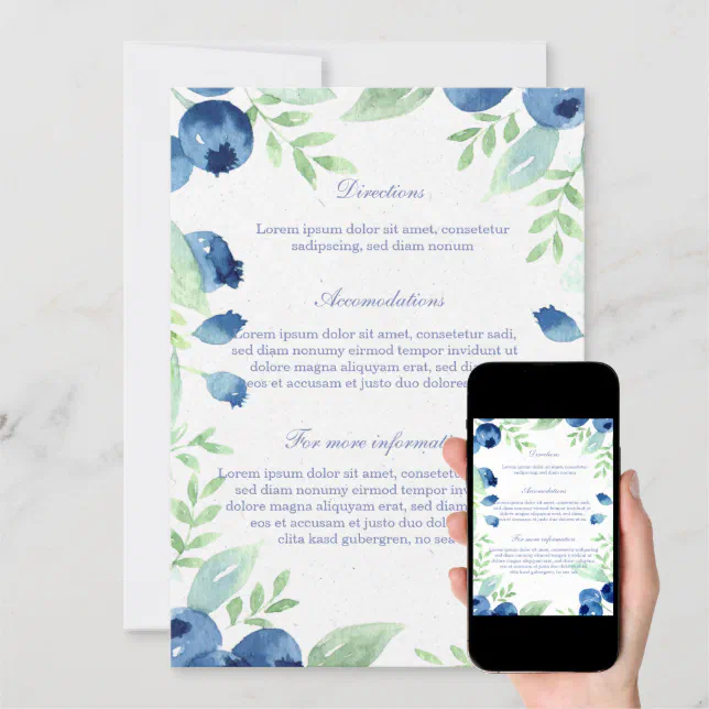 Blueberry Midsummer Rustic Berry Wedding Invitation | Zazzle