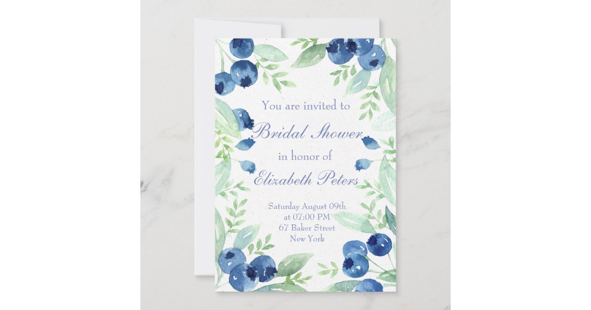 Blueberry Midsummer Rustic Wedding Bridal Shower Invitation | Zazzle