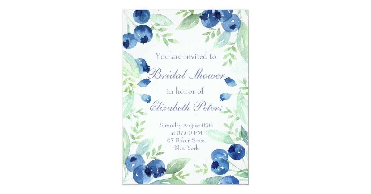 Blueberry Midsummer Rustic Wedding Bridal Shower Invitation | Zazzle.com