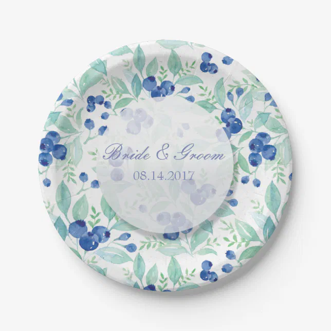 Blueberry Midsummer Rustic Wedding Paper Plates | Zazzle