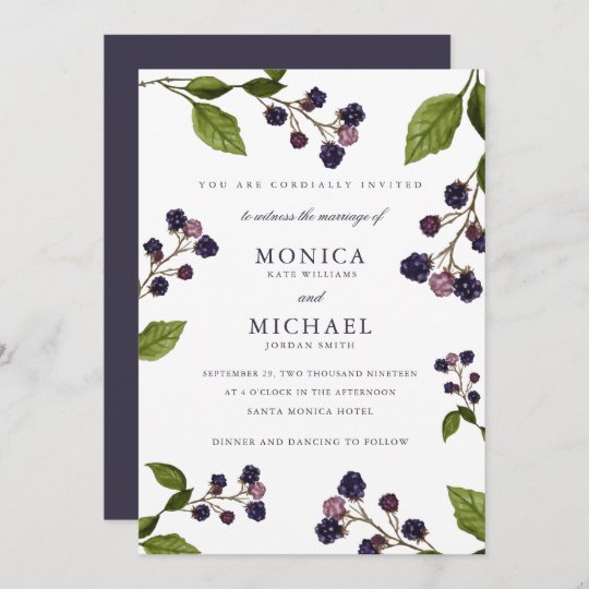 Blueberry Modern botanical wedding Invitation | Zazzle.com