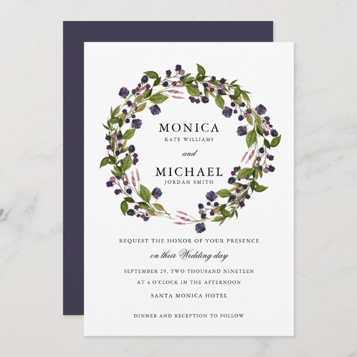 Blueberry | Modern botanical wedding Invitation | Zazzle