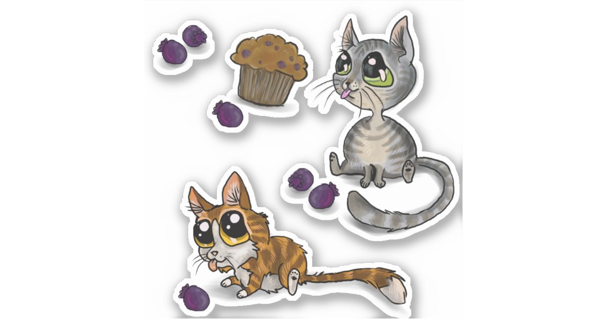 Blueberry Muffin Bloop Kitties Sticker | Zazzle