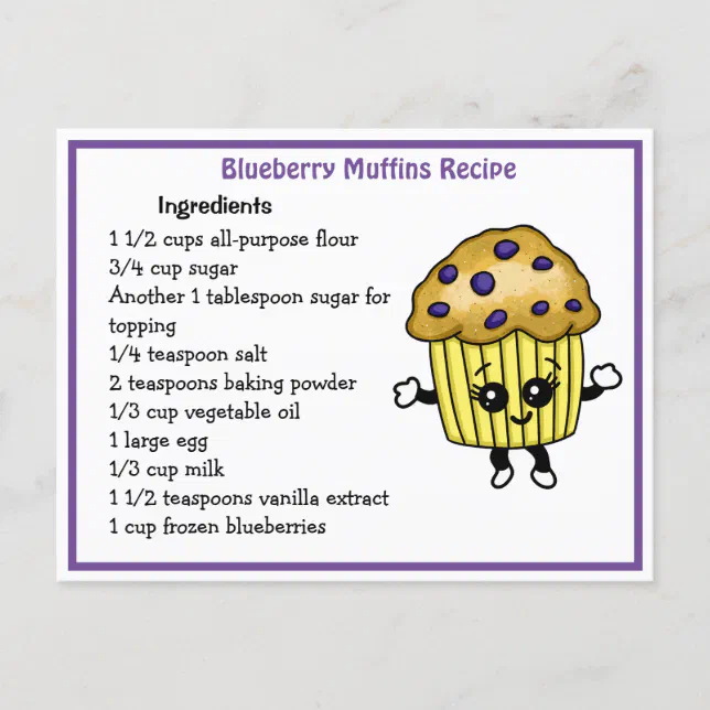 Blueberry Muffins Recipe Card | Zazzle