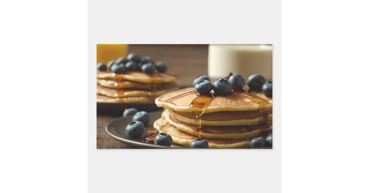 Blueberry Pancakes Rectangular Sticker | Zazzle