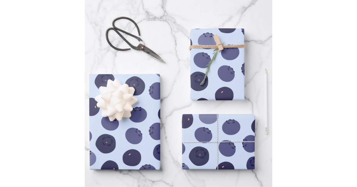 Blueberry Pattern Wrapping Paper Sheets | Zazzle