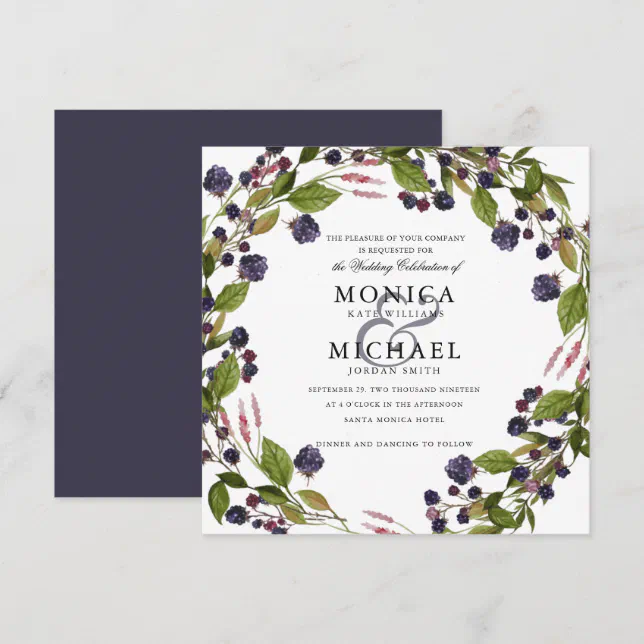Blueberry | Rustic botanical wedding Invitation | Zazzle