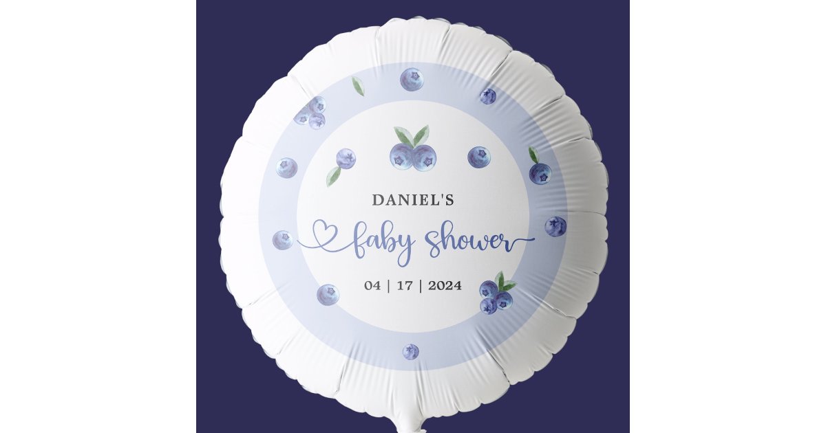 Blueberry Sweet Watercolor Boy Baby Shower Balloon | Zazzle