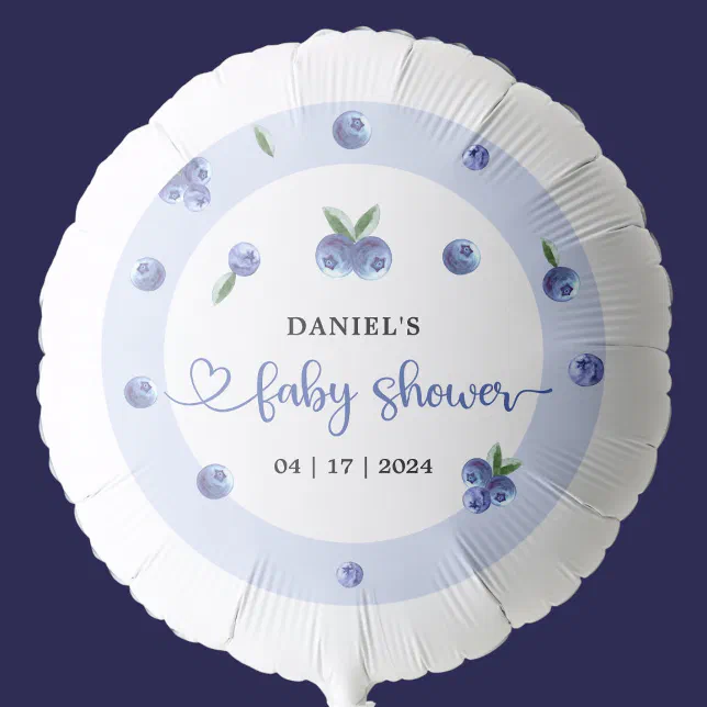 Blueberry Sweet Watercolor Boy Baby Shower Balloon | Zazzle