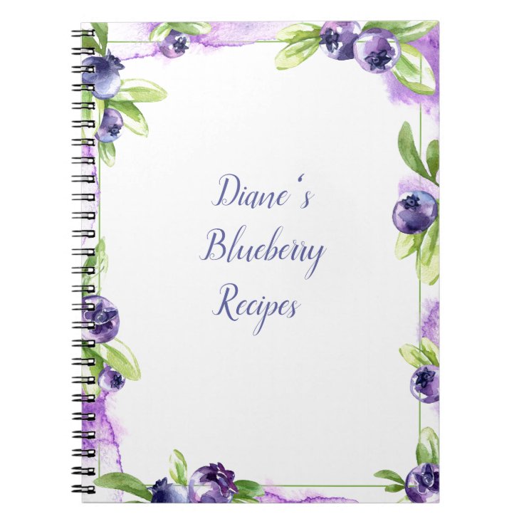 Blueberry Watercolor Spiral Notebook | Zazzle
