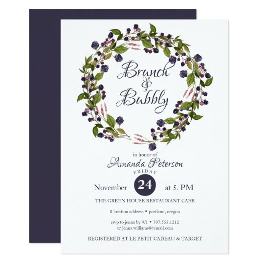Blueberry | WEDDING BRUNCH & Bubbly Invitation | Zazzle.com