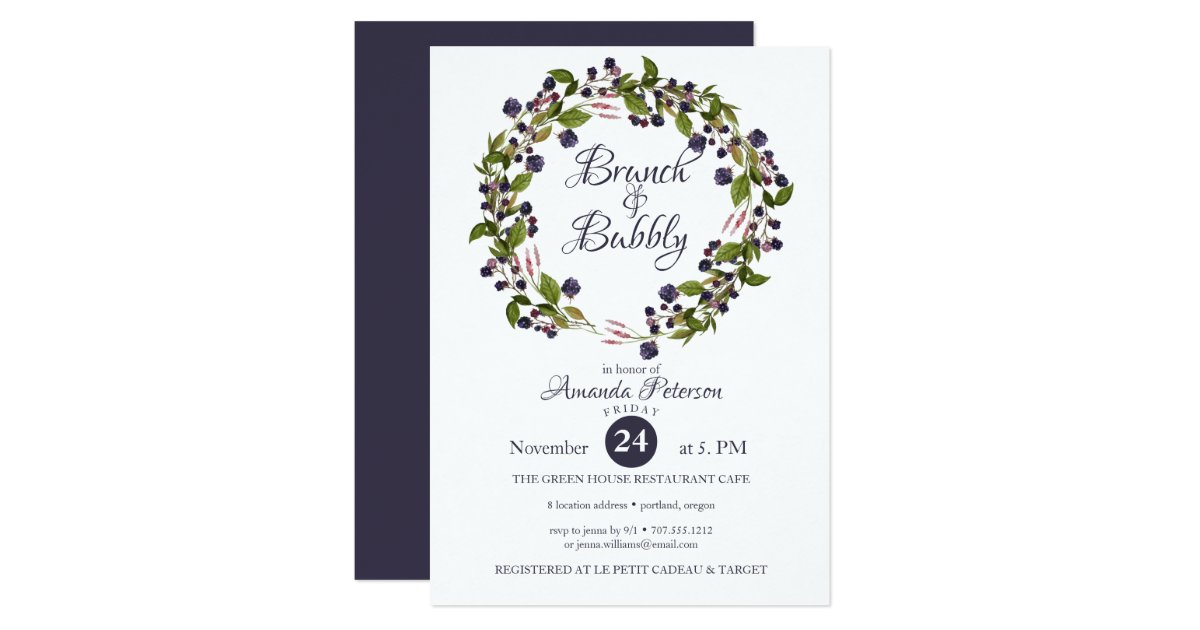 Blueberry | WEDDING BRUNCH & Bubbly Invitation | Zazzle.com