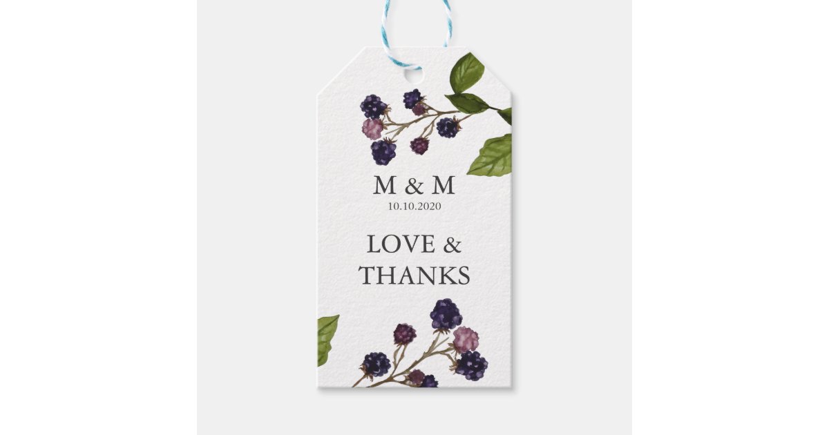 Blueberry | Wedding Monogram Thank You Favor Gift Tags | Zazzle