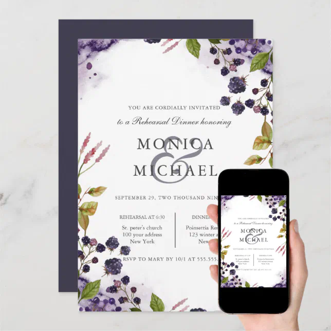 Blueberry | Wedding Rehearsal Dinner Invitation | Zazzle