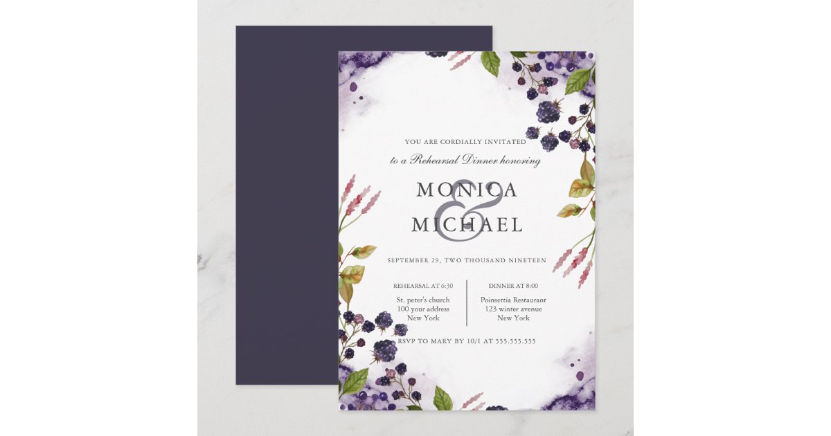 Blueberry | Wedding Rehearsal Dinner Invitation | Zazzle