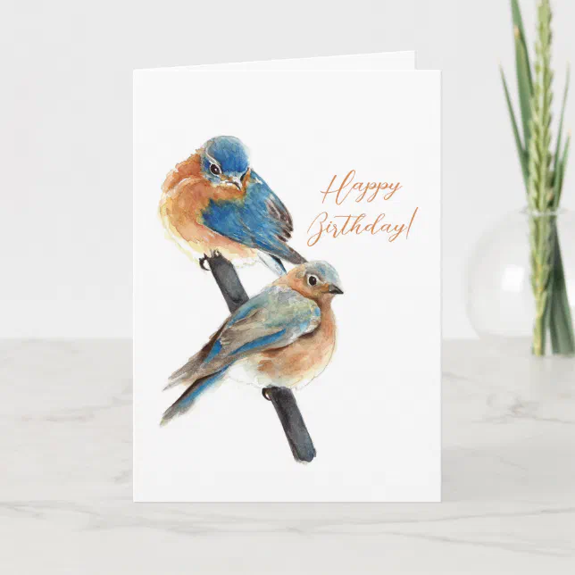 Bluebird Couple Happy Birthday Note Card | Zazzle