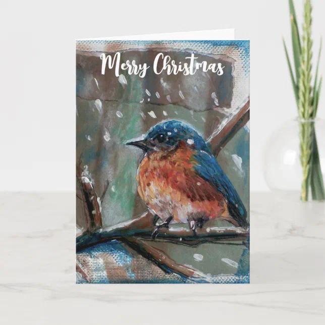 Bluebird Merry Christmas Card | Zazzle
