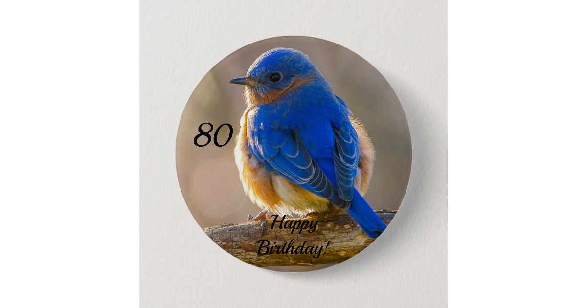 Bluebird of Happiness Birthday Button | Zazzle