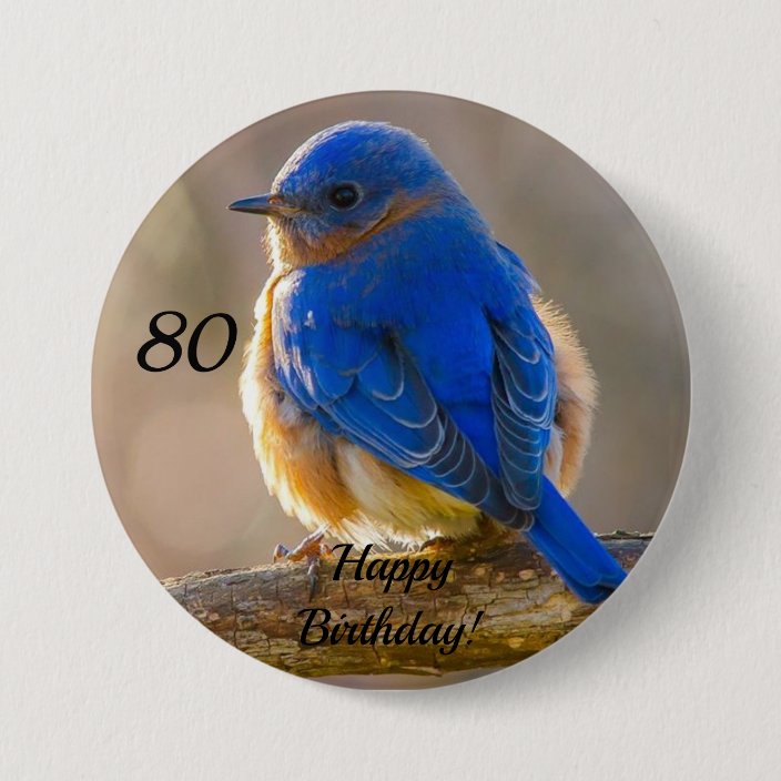 Bluebird of Happiness Birthday Button | Zazzle.com