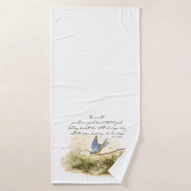 Bluebird on a branch Bluebird poem Victor Hugo Bath Towel Set | Zazzle