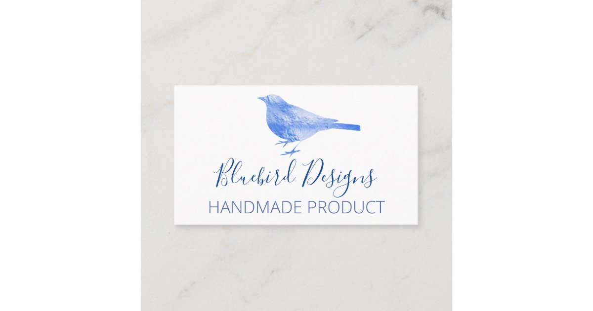 Bluebird On White Handmade Business Card | Zazzle