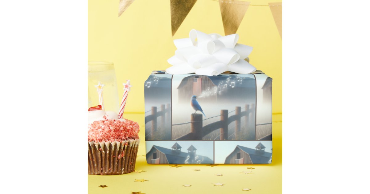 Bluebird Singing In Morning Mist Wrapping Paper | Zazzle