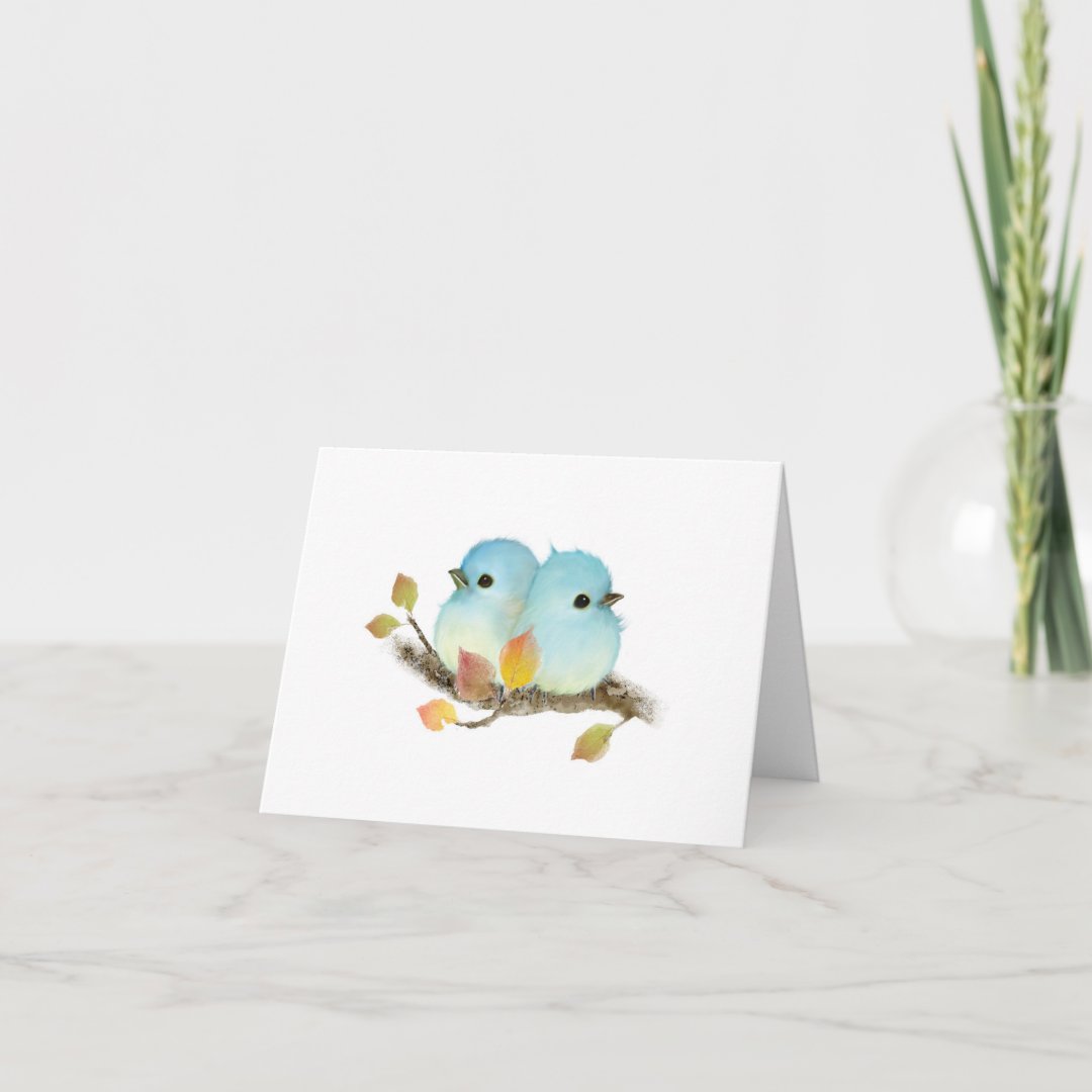 Bluebirds Blank Folded Greeting Card | Zazzle