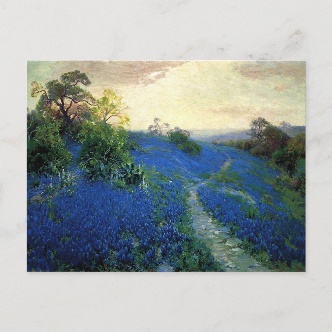 Bluebonnet Field, Julian Onderdonk painting Postcard | Zazzle