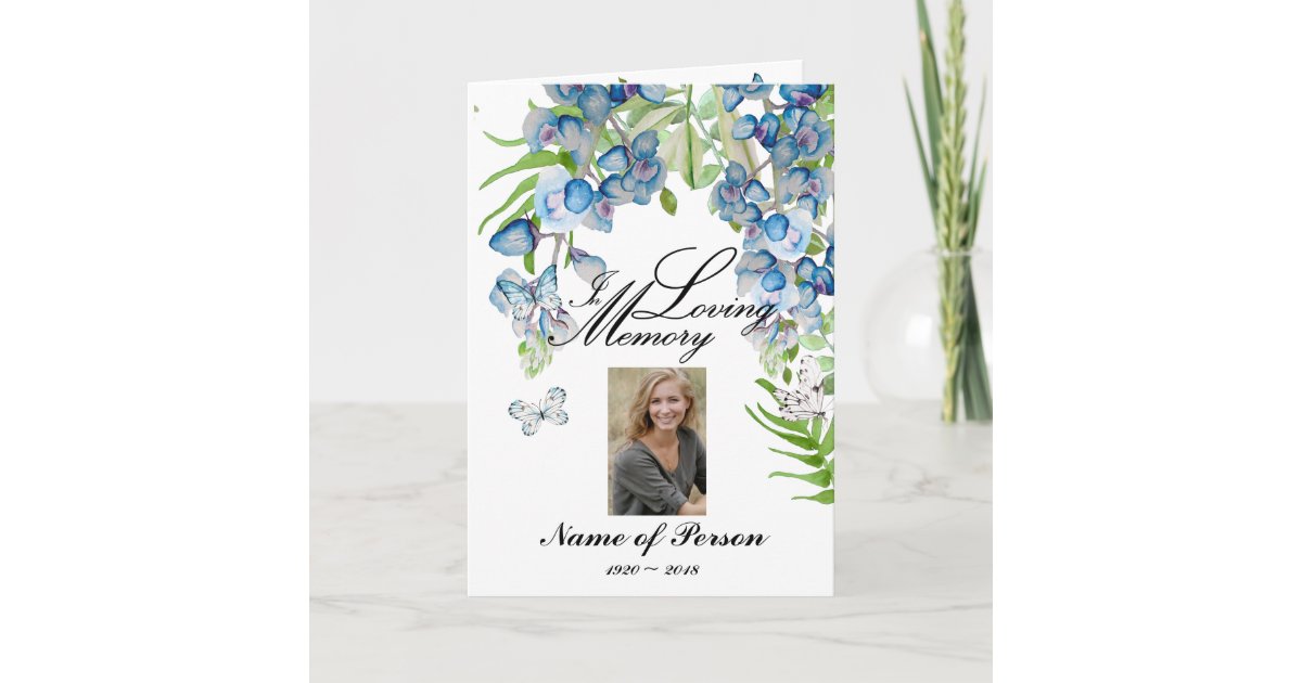 Bluebonnet Flowers and butterflies Funeral Program | Zazzle