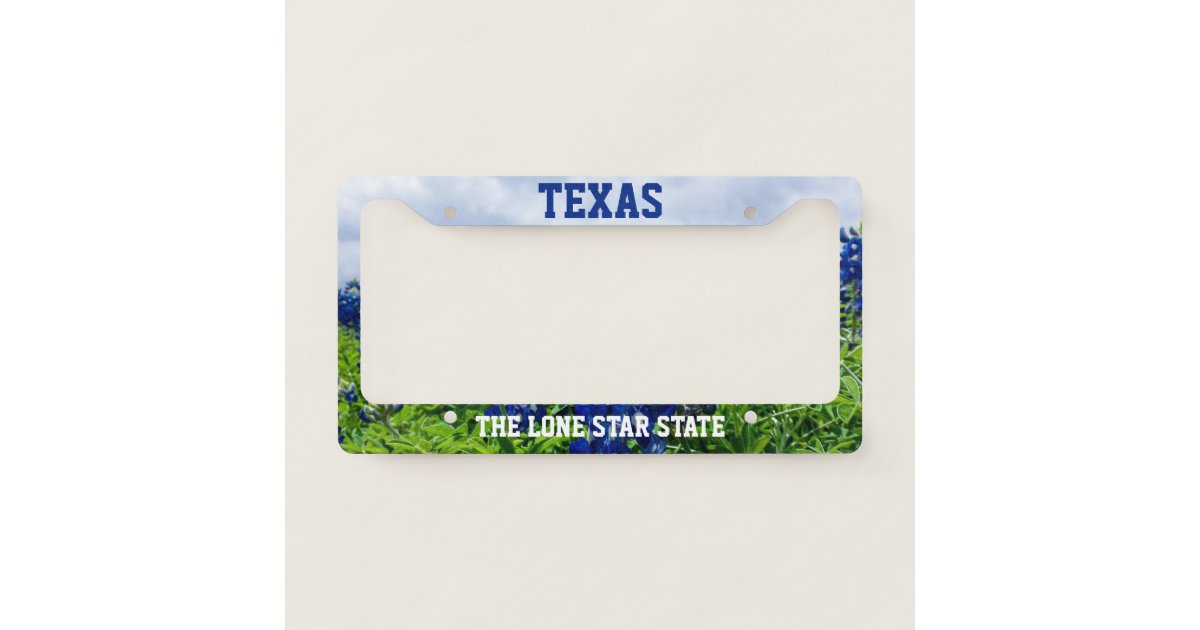 Bluebonnets Blue Flowers Texas Texan Floral License Plate Frame | Zazzle