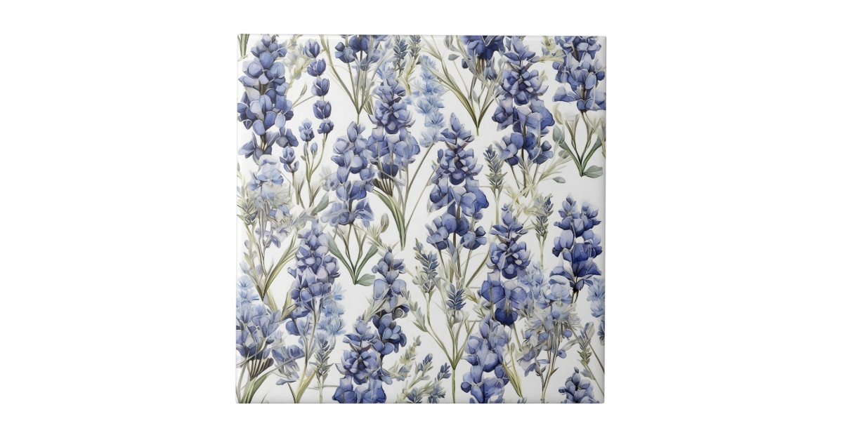 Bluebonnets Flowers Blue Watercolor Wildflowers Ceramic Tile | Zazzle