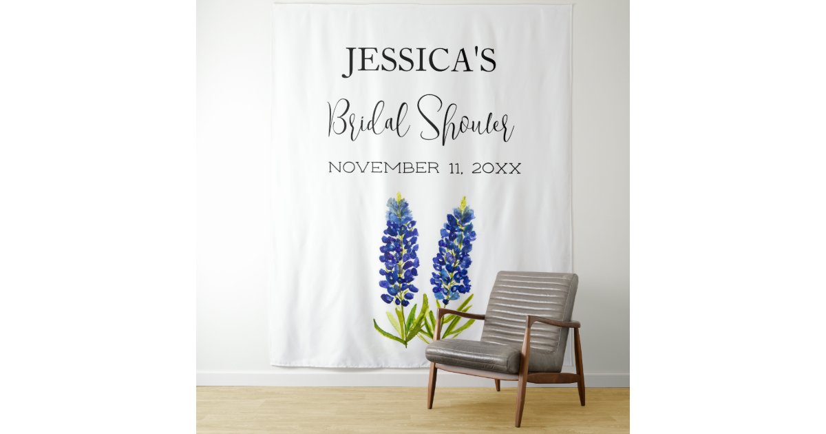 Bluebonnets Flowers Bridal Shower Welcome Sign Tapestry | Zazzle