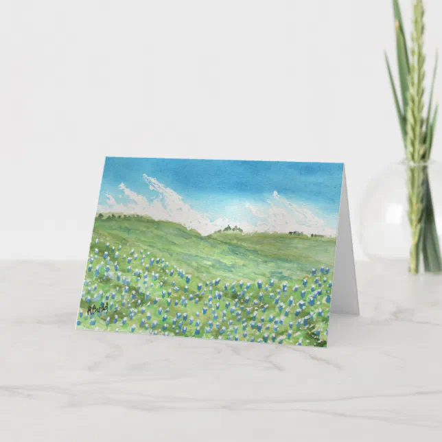 Bluebonnets Folded Thank You Card | Zazzle