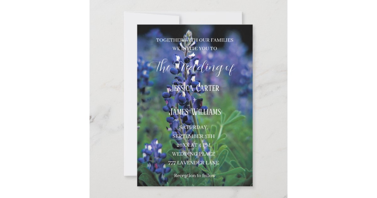 Bluebonnets Texas Flowers Wildflower Wedding Invitation | Zazzle