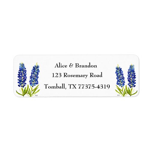 Bluebonnets Texas State Flowers Lupine Watercolor Label | Zazzle