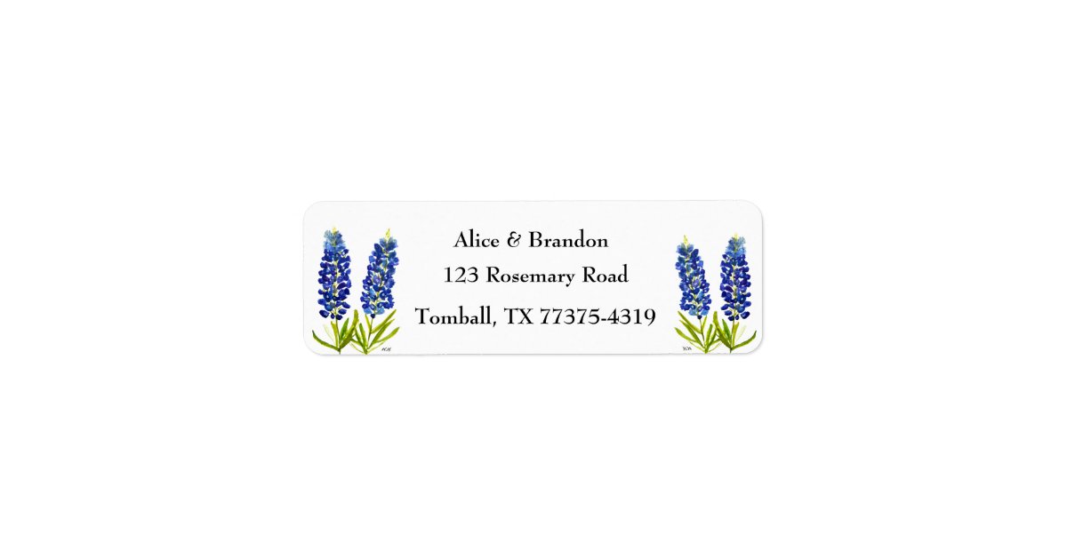 Bluebonnets Texas State Flowers Lupine Watercolor Label | Zazzle