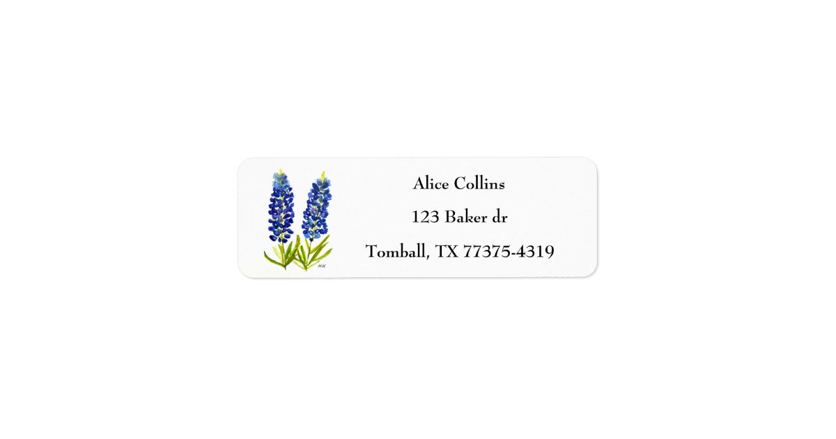 Bluebonnets Texas State Flowers Lupine Watercolor Label | Zazzle