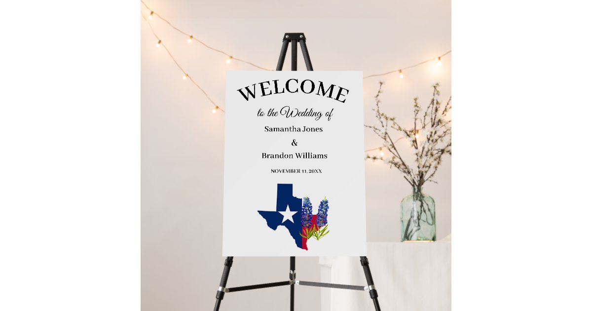 Bluebonnets Texas Wedding Floral Welcome Sign | Zazzle