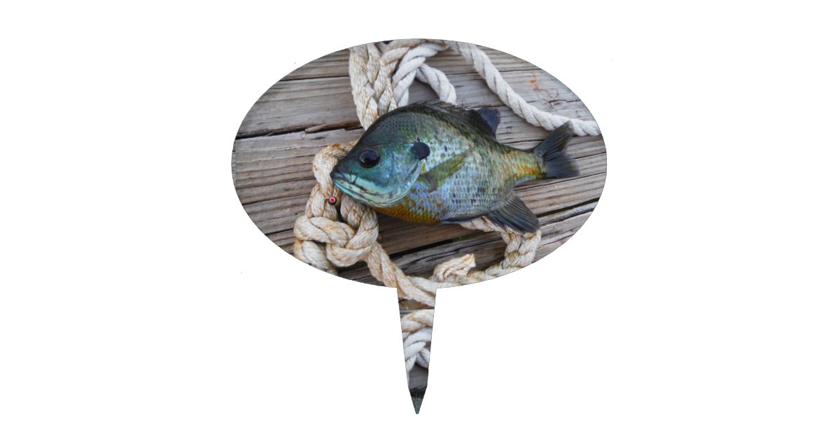 Bluegill fish on dock and rope cake topper | Zazzle
