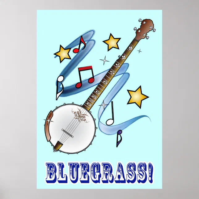 Bluegrass Music with Banjo Poster | Zazzle