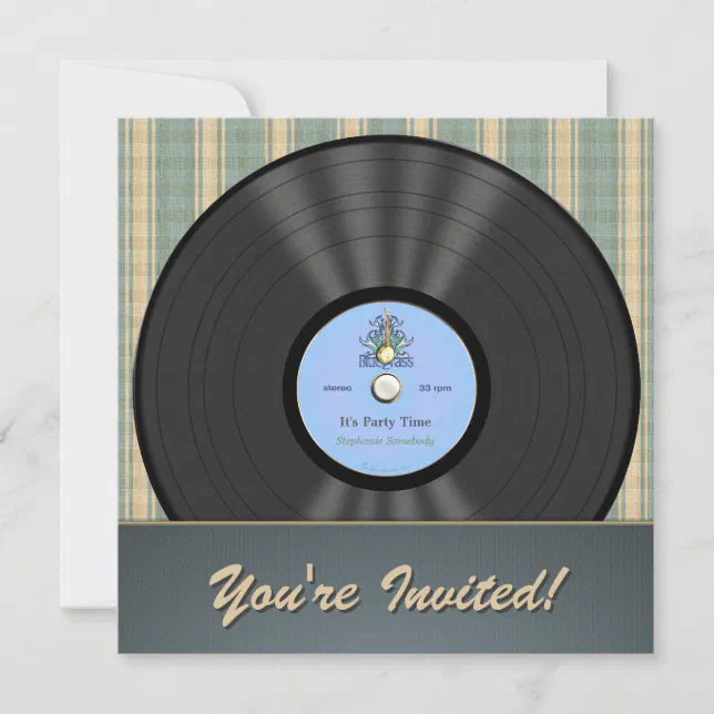 Bluegrass Vintage Vinyl Record Party Invitations | Zazzle
