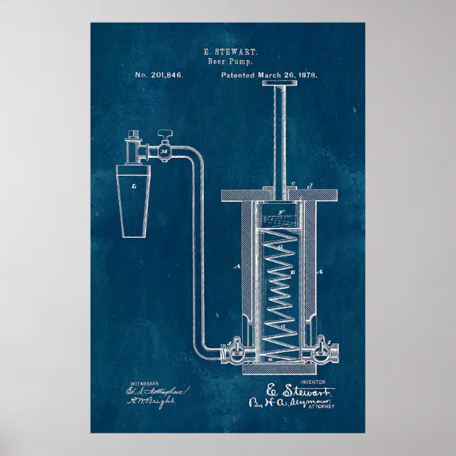 Blueprint Beer Pump Poster | Zazzle