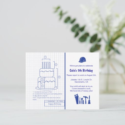 Blueprint Birthday Invitation | Zazzle