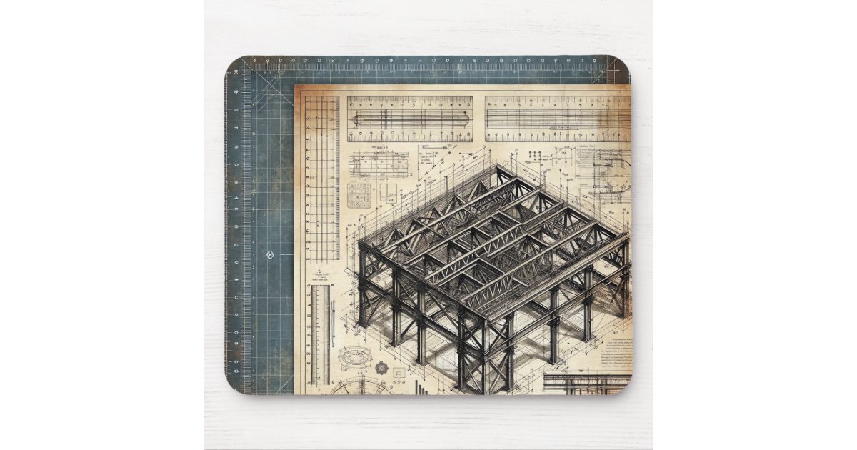 Blueprint Design- Architect's Decor Mouse Pad | Zazzle