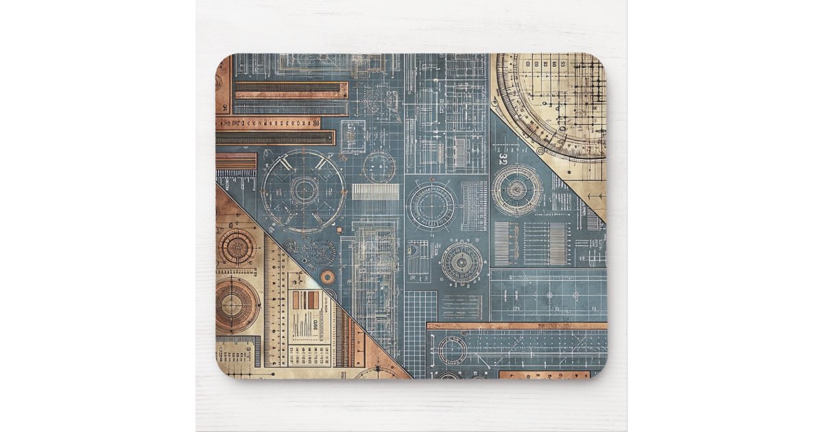 Blueprint Design- Architect's Decor Mouse Pad | Zazzle