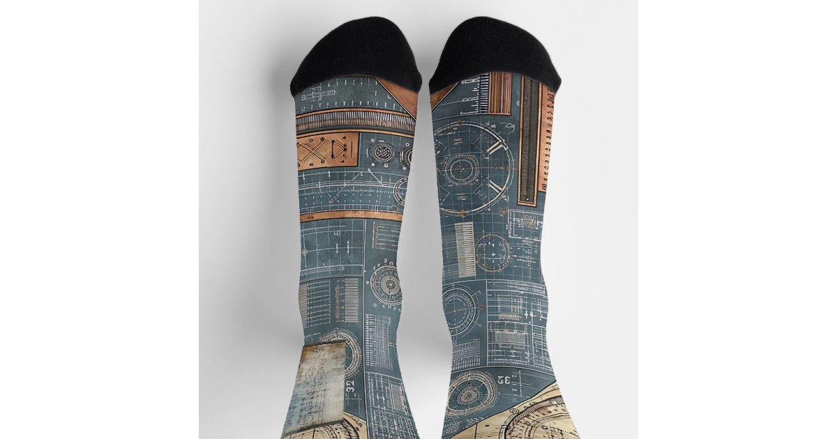 Blueprint Design- Architect's Decor Socks | Zazzle