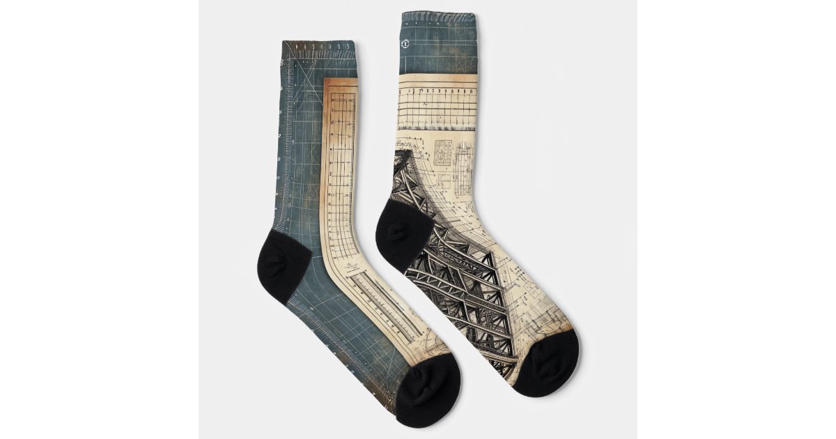 Blueprint Design- Architect's Decor Socks | Zazzle