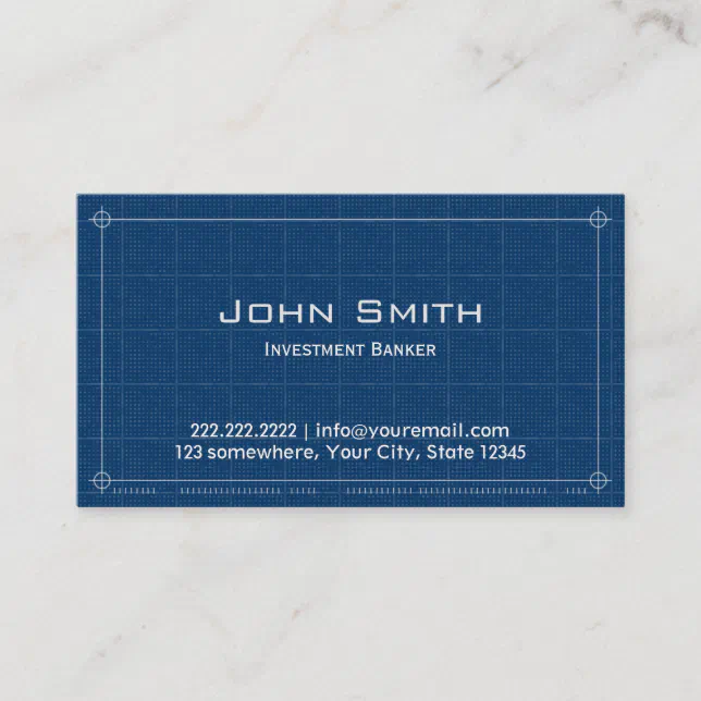 Blueprint Investment Banker Business Card | Zazzle